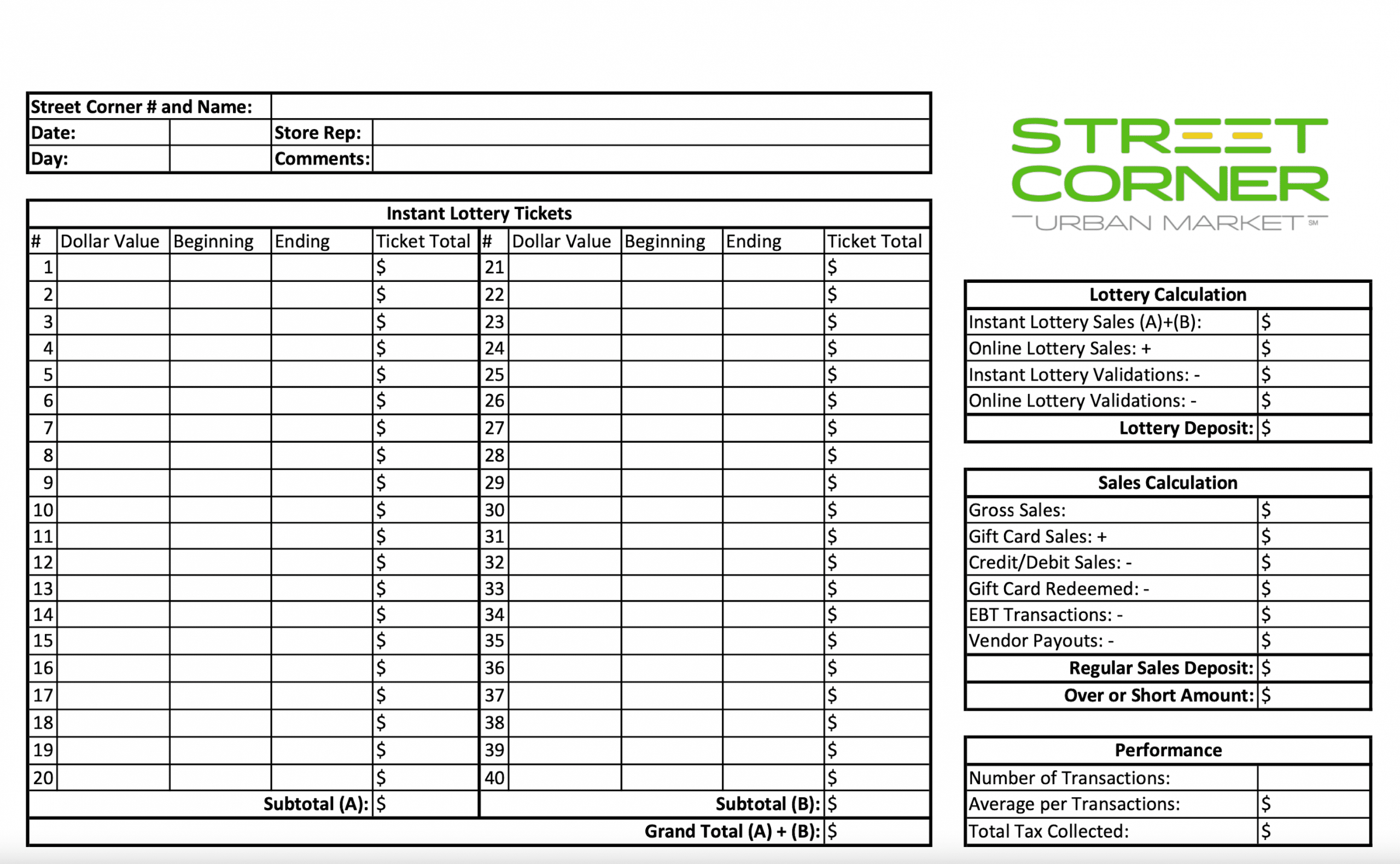 Daily Forms Envelope with Lottery - Case of 500 Envelopes - Street Corner